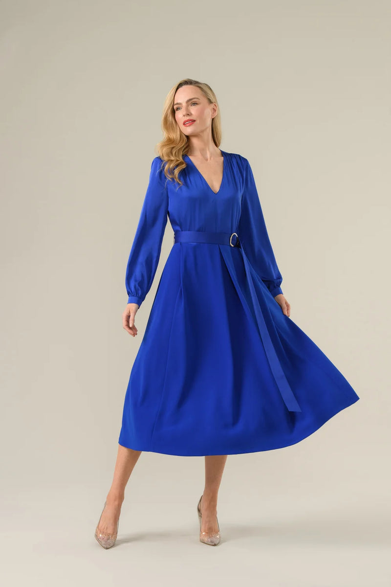 Caroline Kilkenny Aurelie Royal Blue Belted A-Line Midi Dress – Ribbon ...