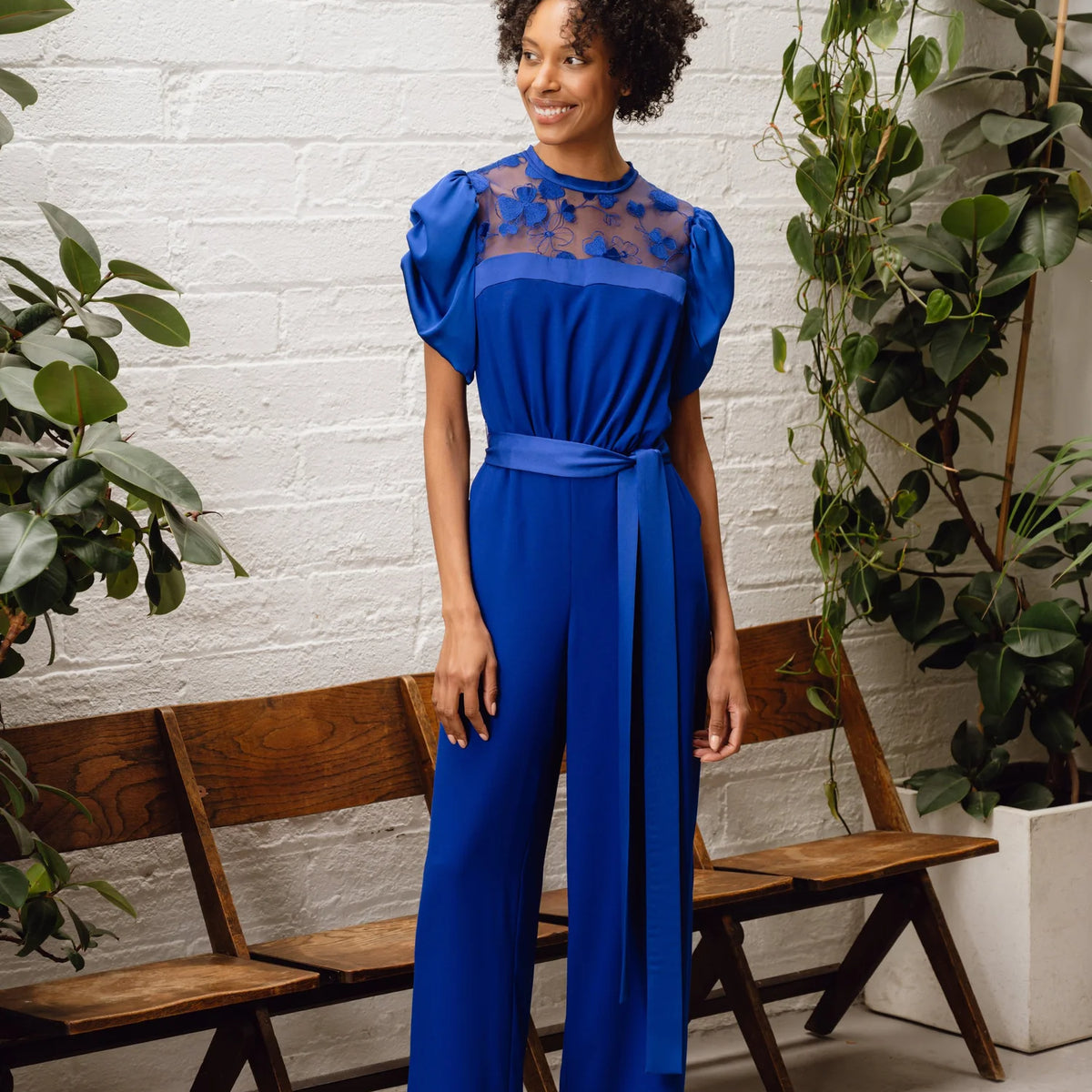 Sisters Samantha Royal Blue Lace Yoke Jumpsuit | Event & Wedding Wear ...